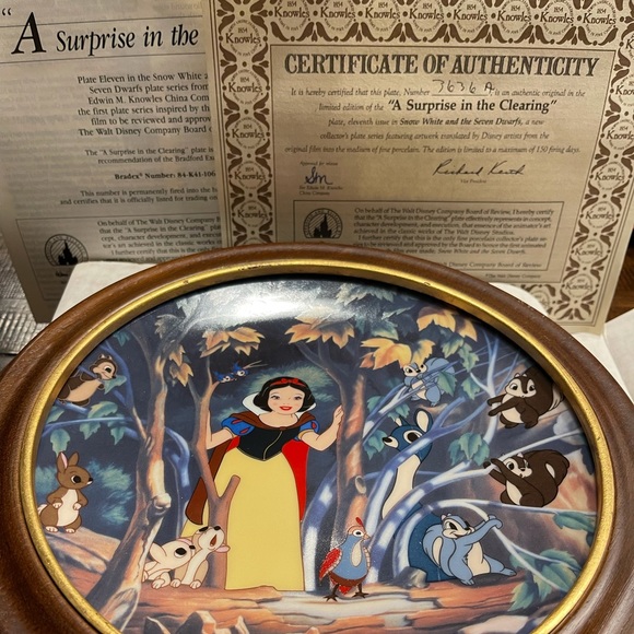 Disney | Other | Vintage Disney Snow White Collectors Plate Wooden ...